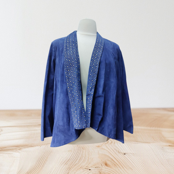 IMAN | Jackets & Coats | Iman Genuine Soft Blue Leather Shell Jacket W ...